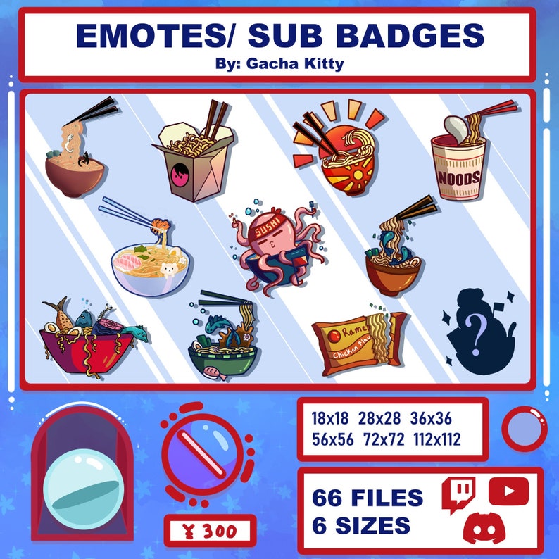 Ramen Bowl Emote Pack Twitch | Discord | Youtube Emotes Sub Badges ...