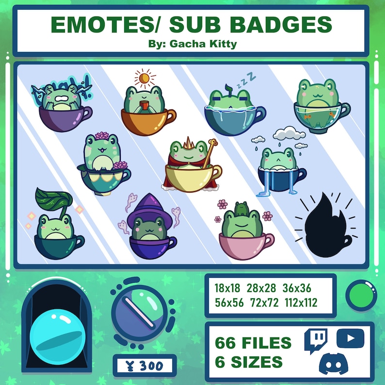 Frog Latte Twitch, Discord, Youtube Emotes Sub Badges | Digital ...