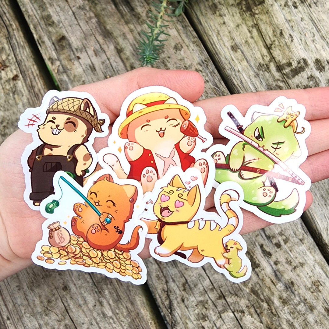 Cute Anime Cat Sticker Set Glossy 2-inch Sticker Vinyl Waterproof Decal ...