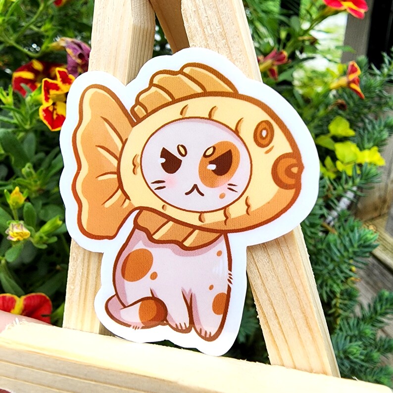 Taiyaki Cat Sticker Star Holographic & Glossy 2-inch Sticker Vinyl ...