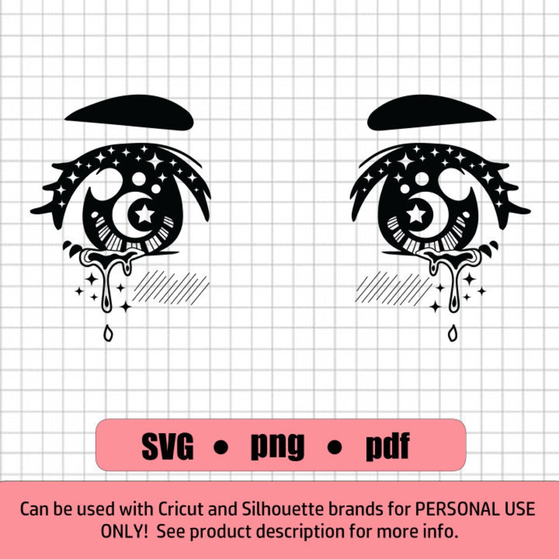 Mahou Shoujo Starry Eyed Anime Girl Eyes Digital Download, Clipart, SVG ...