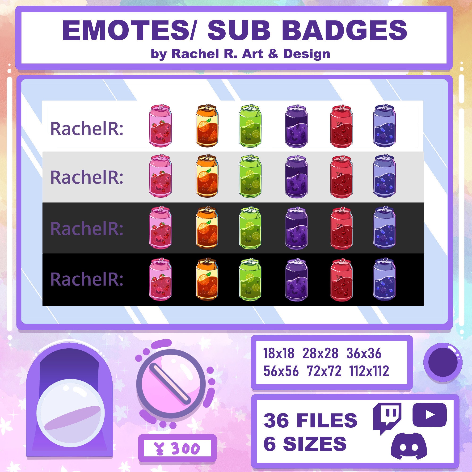 Soda Pop Twitch, Discord, Youtube Emotes Sub Badges Digital Download - Etsy