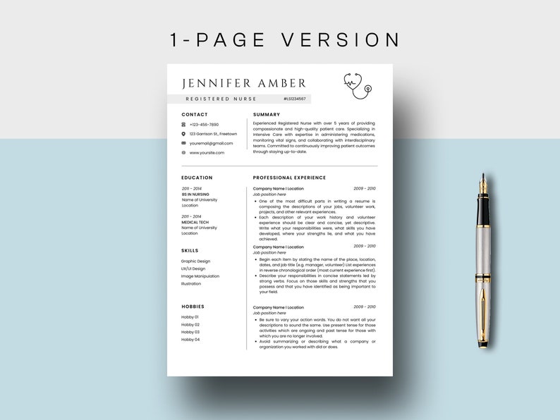 Nurse Resume Template, Registered Nurse Resume, Student Nurse, New Grad ...