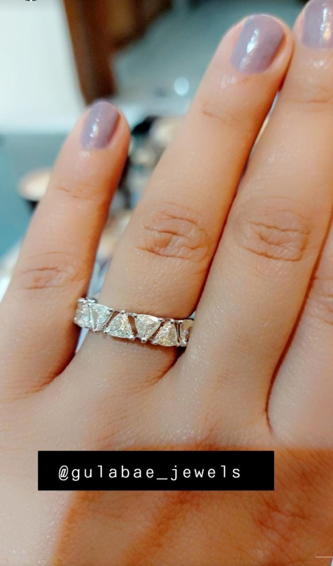 Trillion Eternity Band Diamond Ring, Solid 14k Gold, Gift for Her - Etsy