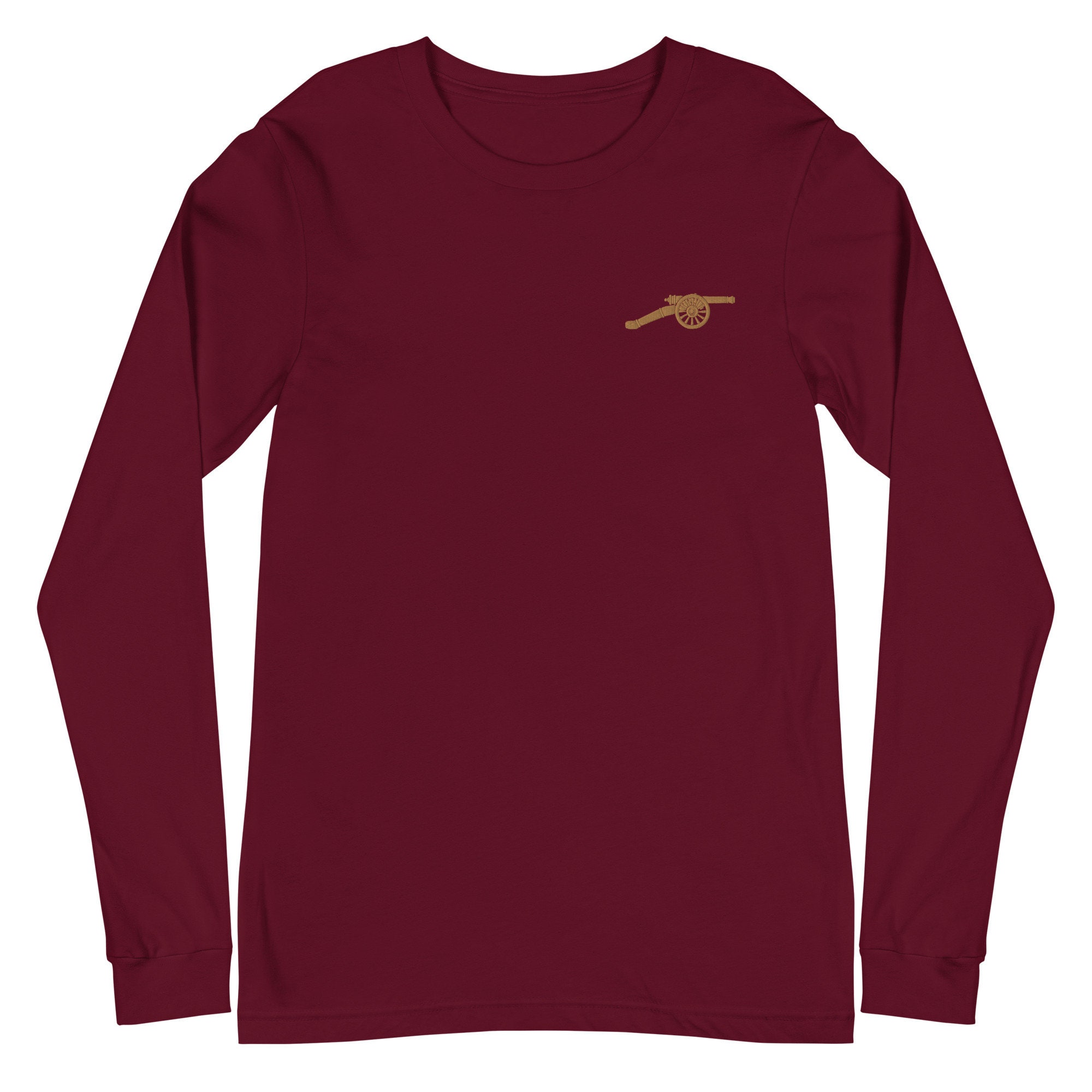 Arsenal FC Gold Cannon Minimal Embroidered Unisex Long Sleeve Tee ...