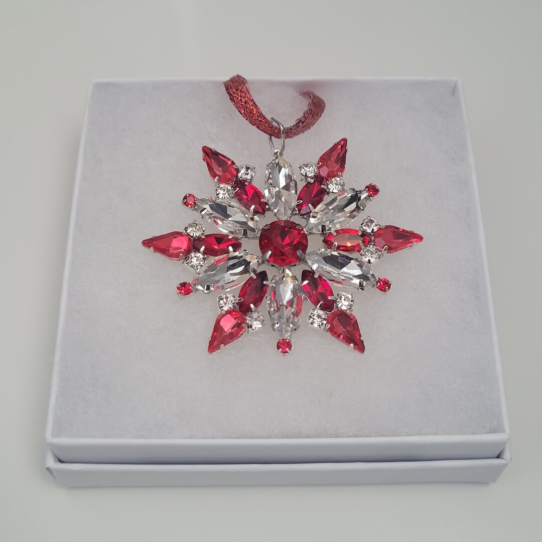 Red Snowflake Ornament - Etsy