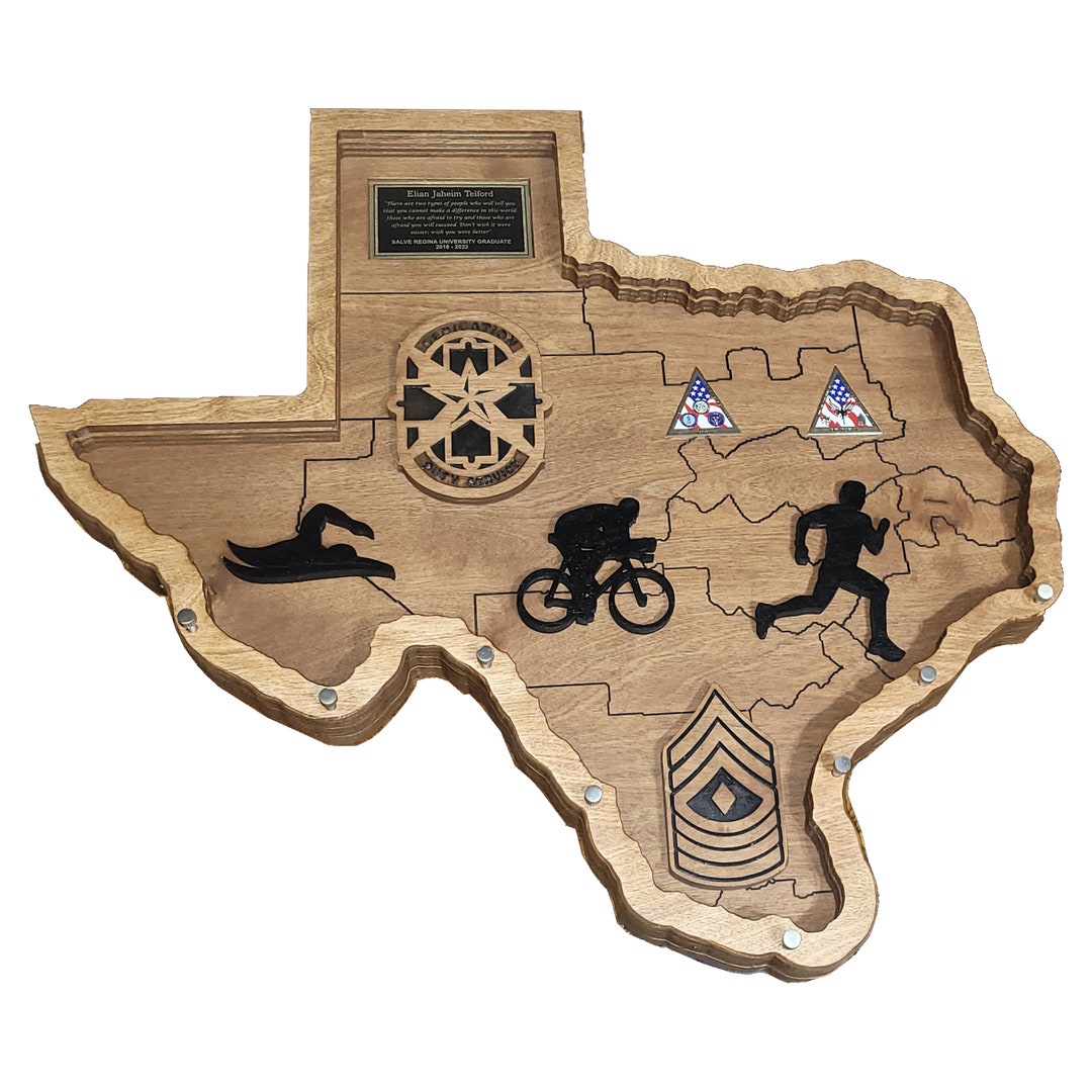 Texas-themed Triathlon Medal Display Shadow Box - Etsy