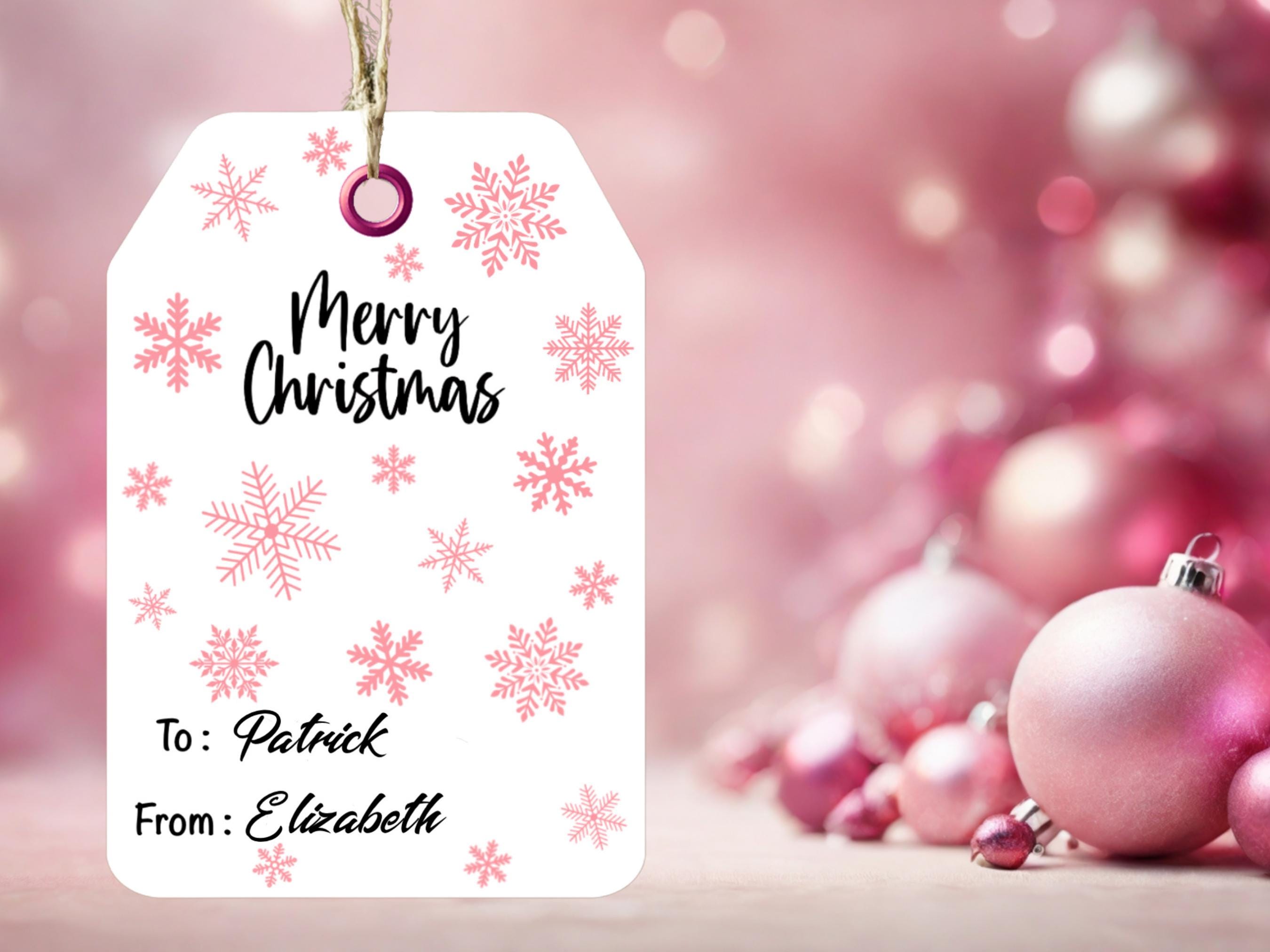 Pink Printable Christmas Gift Tags, Pink Gingerbread Tags, Merry ...