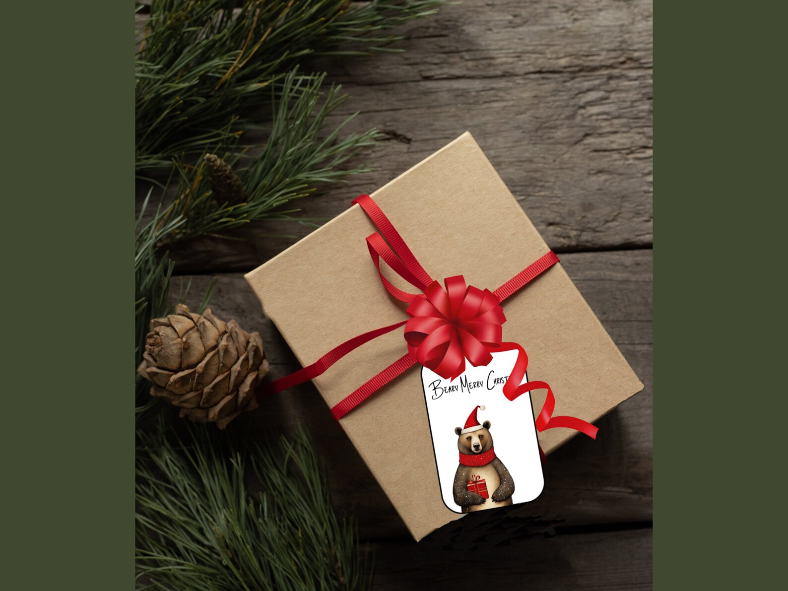 Beary Merry Christmas Gift Tags, Printable Tags, Christmas Tags, Bear ...