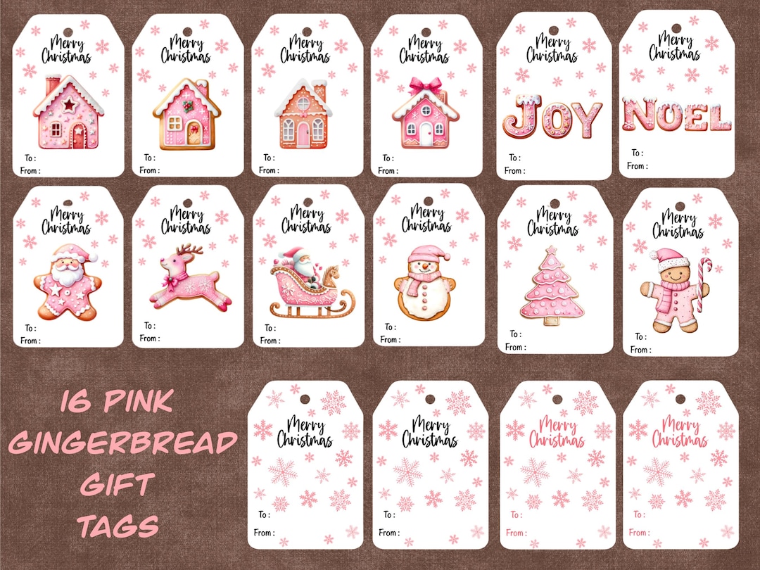 Pink Christmas Gift Tags, Printable Christmas Tags, Christmas Labels ...