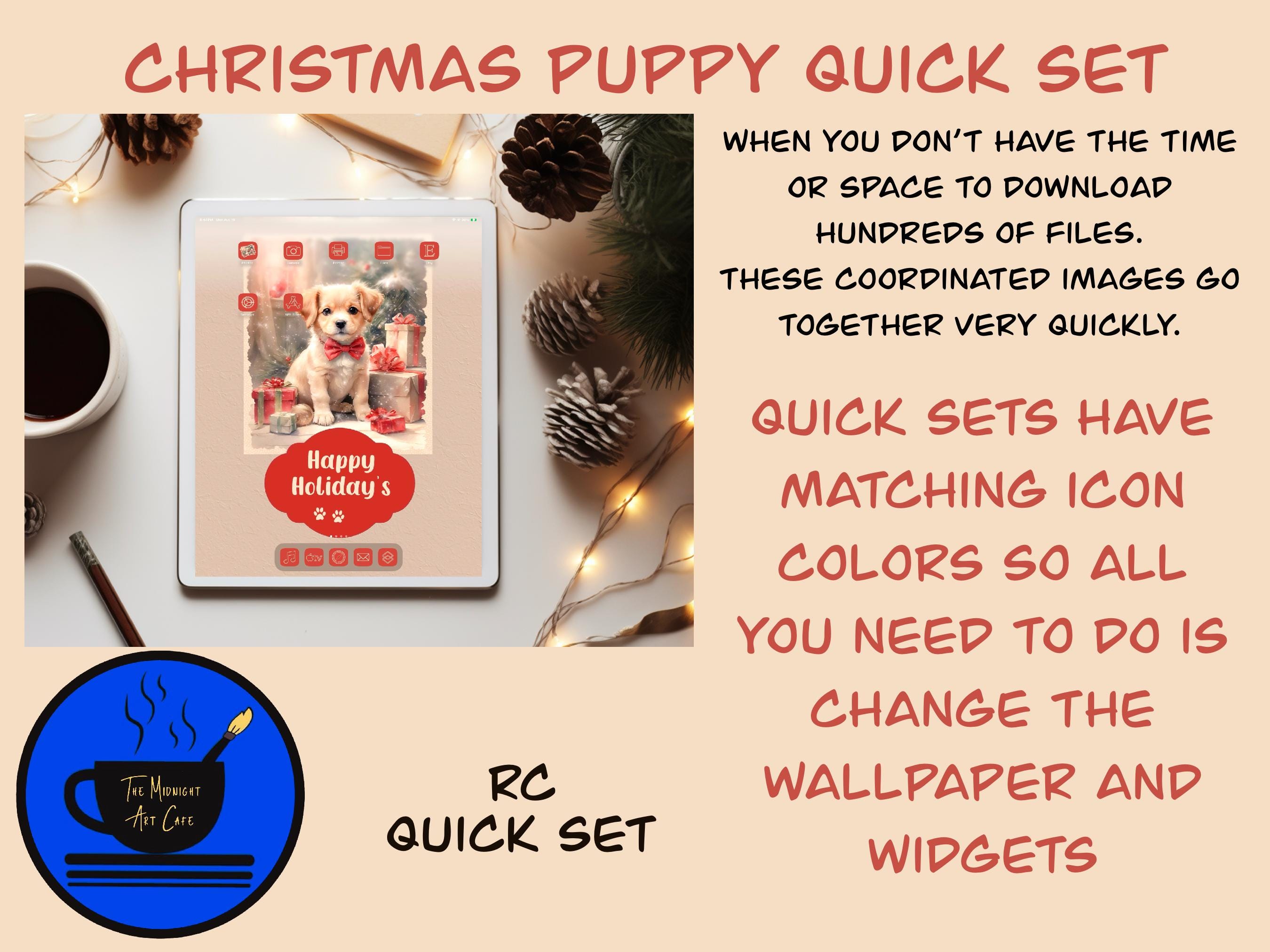 Christmas Puppy Wallpaper, Icons and Widgets QUICK SET. 12 Wallpapers ...