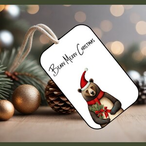 Beary Merry Christmas Gift Tags, Printable Tags, Christmas Tags, Bear ...