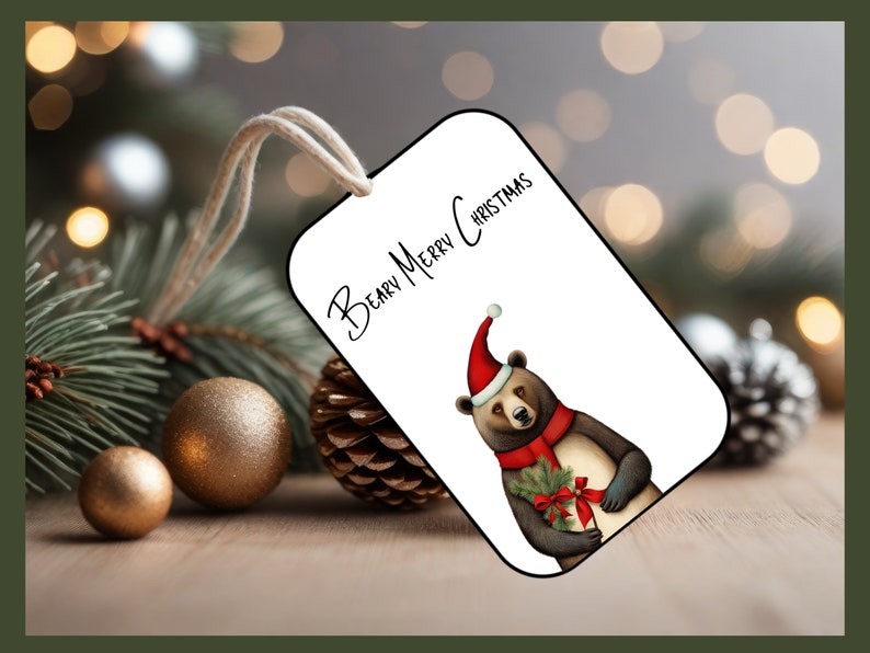 Beary Merry Christmas Gift Tags, Printable Tags, Christmas Tags, Bear ...