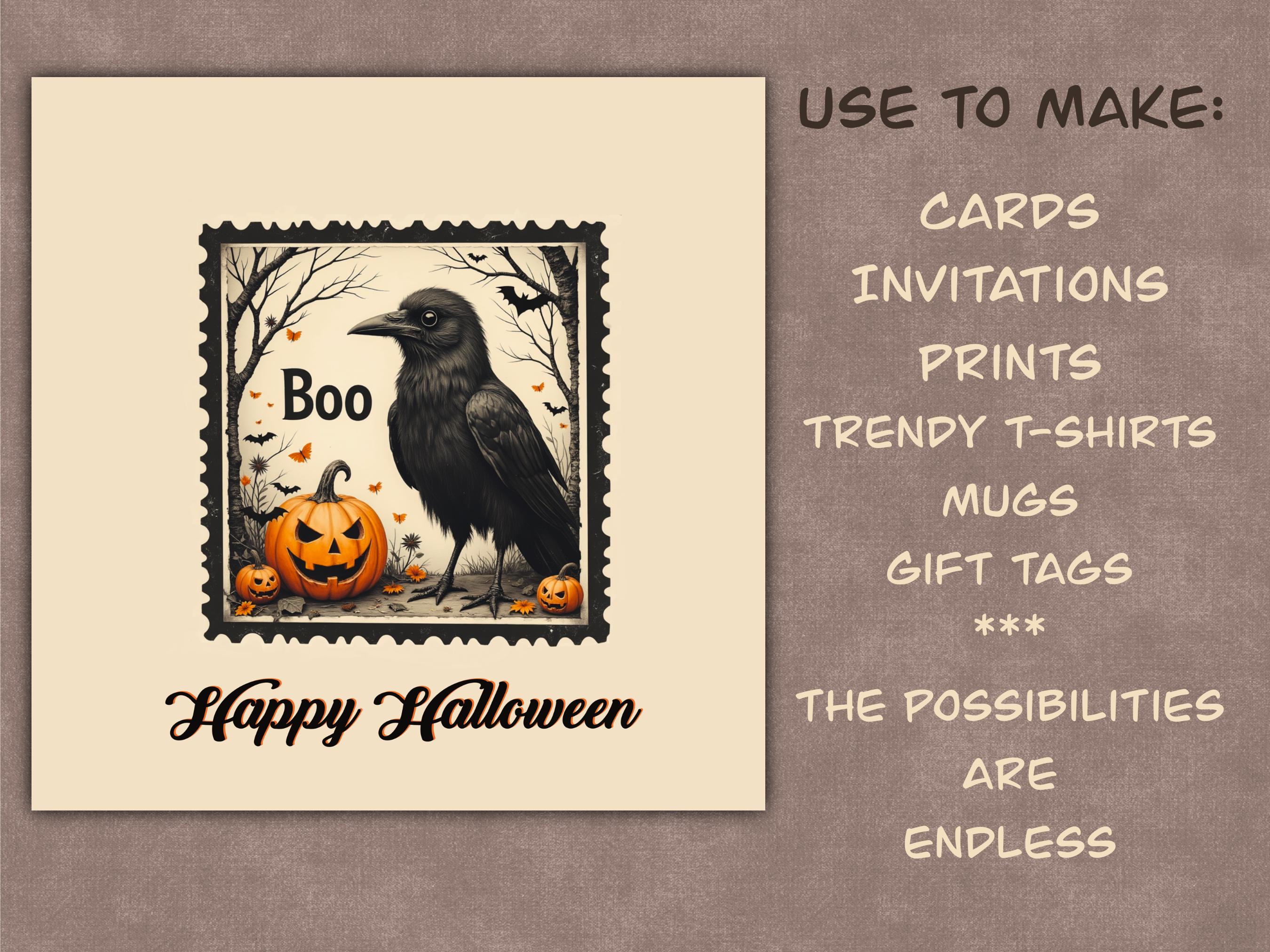 Vintage Halloween Postage Stamps, Halloween Clipart, Printable ...