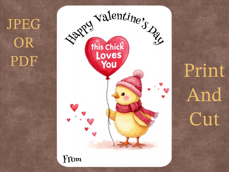 Printable Baby Chicks Valentine Card Bundle, 6 7 Valentines Cards - Etsy