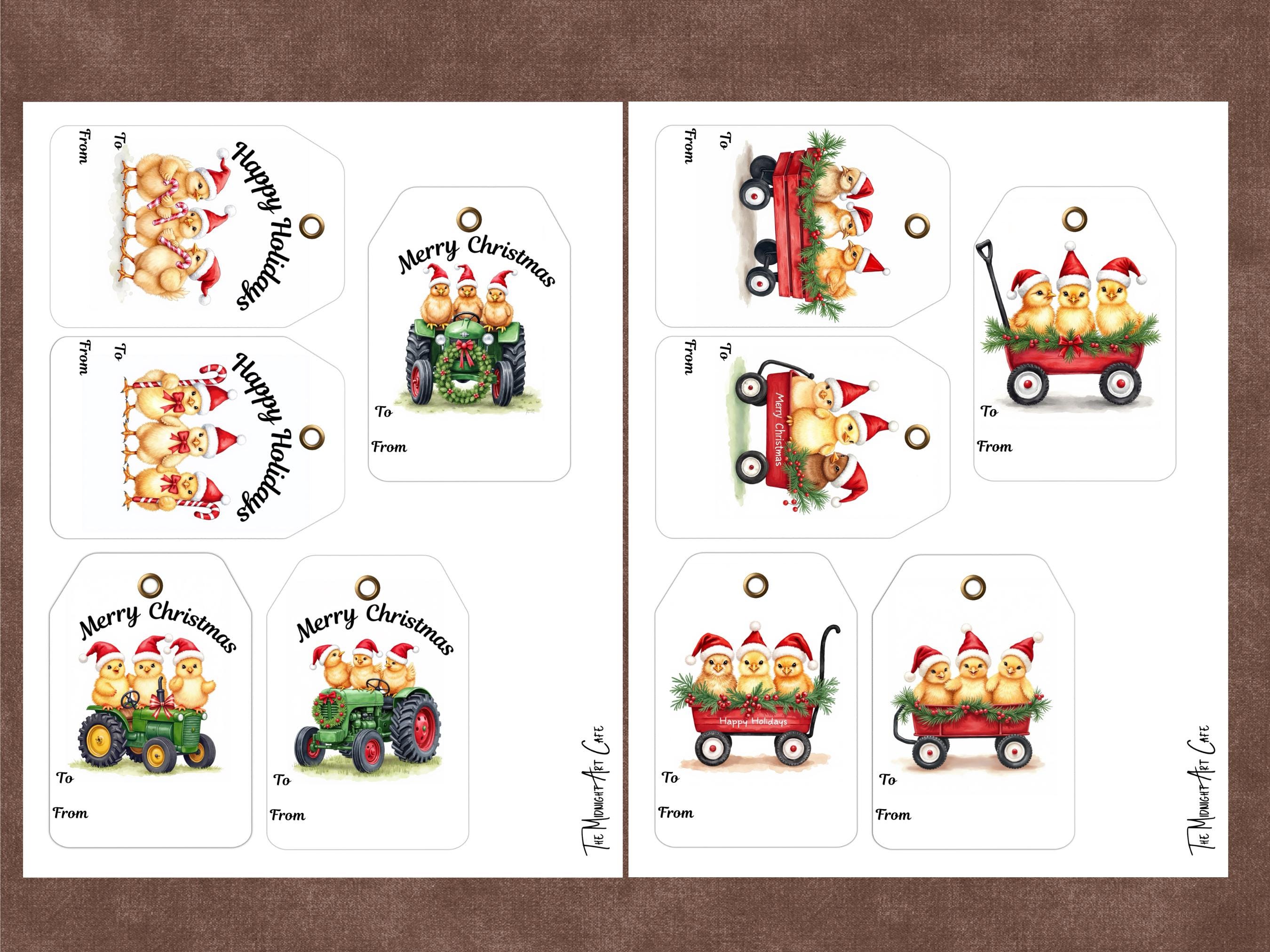 Christmas Chickens Printable Gift Tag Bundle, Farmhouse Chicks Xmas ...