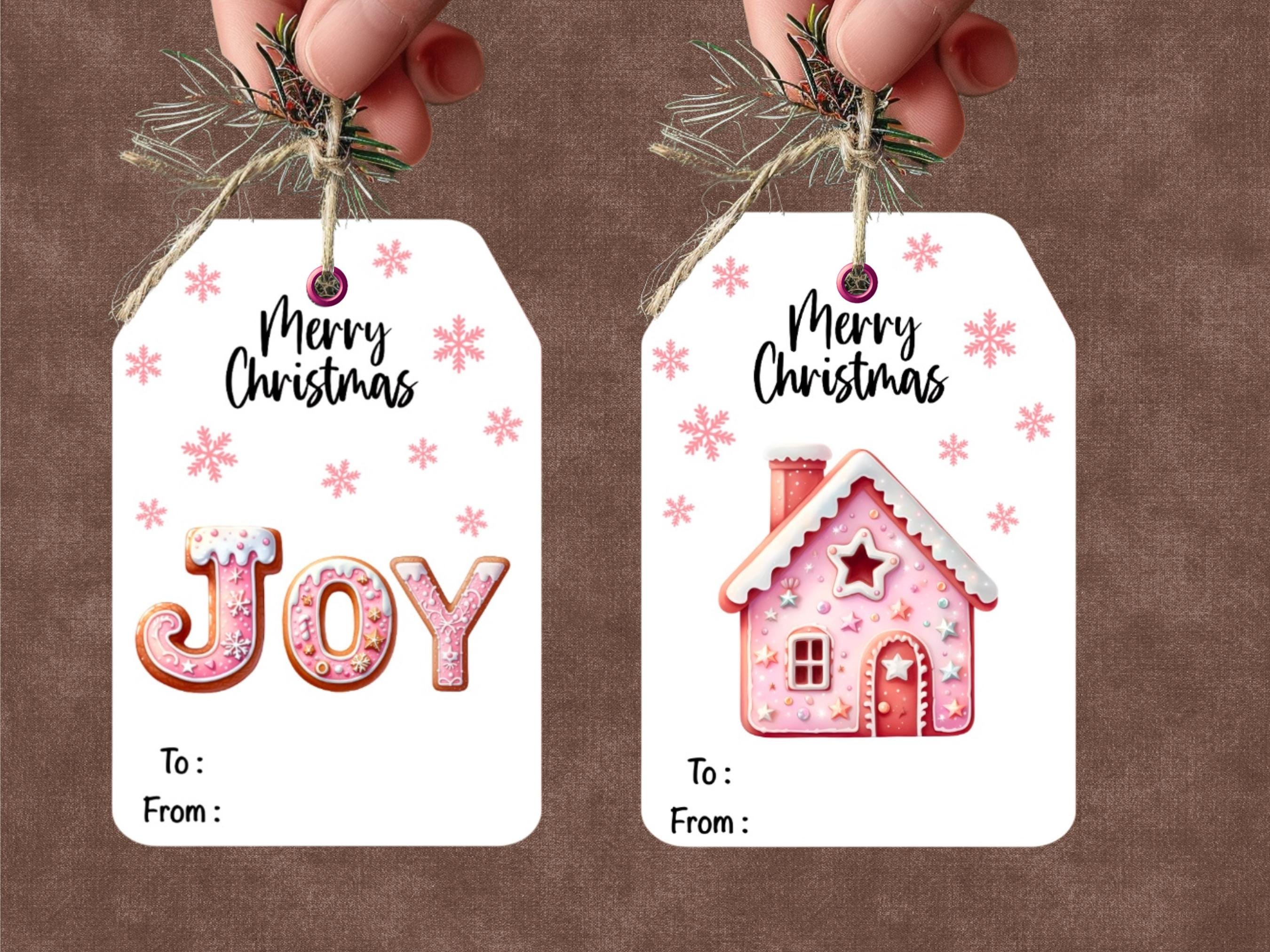 Pink Printable Christmas Gift Tags, Pink Gingerbread Tags, Merry ...