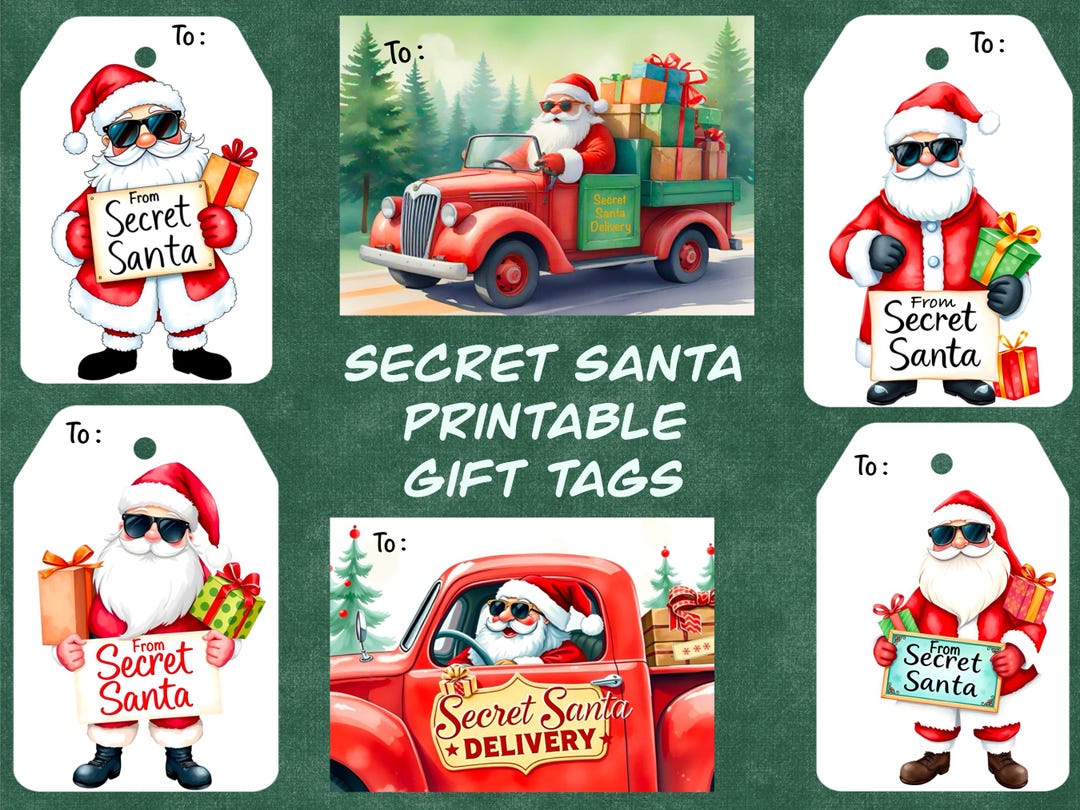 Secret Santa Printable Gift Tags, Secret Santa Labels, Funny Gift Tags ...