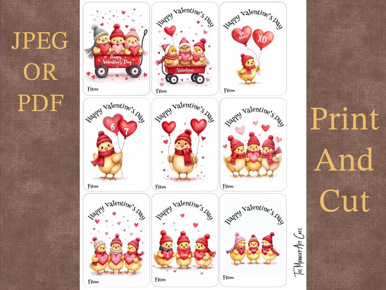 Printable Baby Chicks Valentine Card Bundle, 6 7 Valentines Cards - Etsy