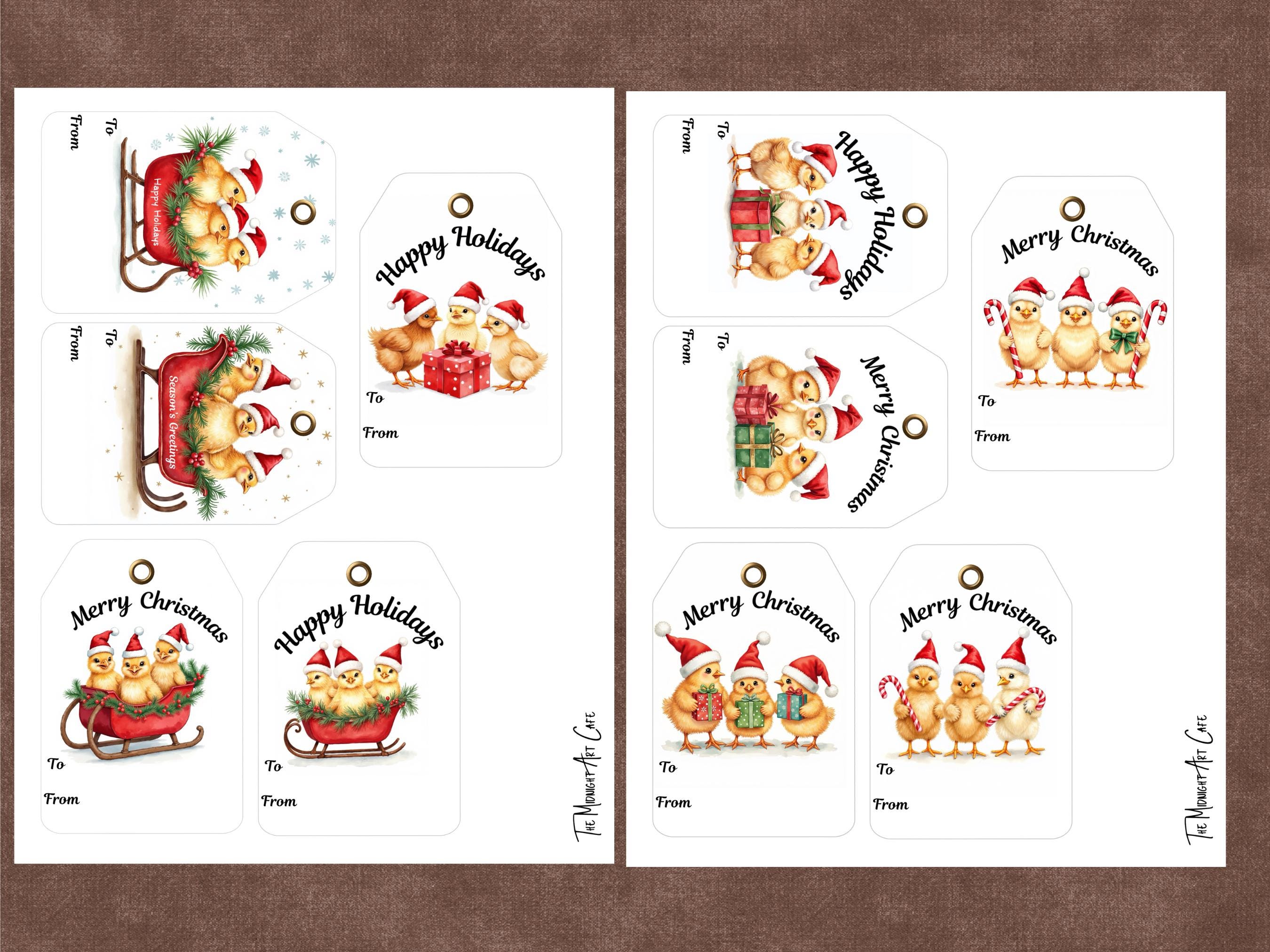 Christmas Chickens Printable Gift Tag Bundle, Farmhouse Chicks Xmas ...