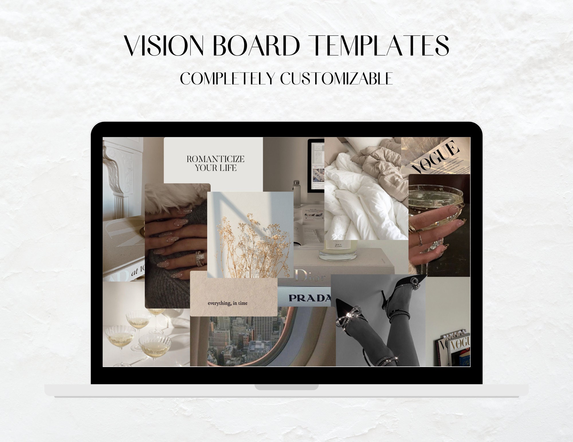 Aesthetic Desktop and Mobile Vision Board Templates, CANVA Templates ...