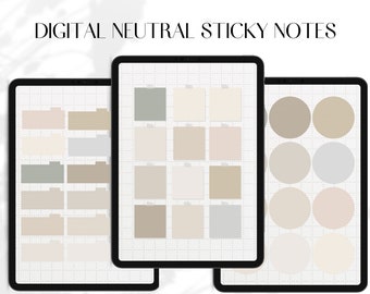 Digital Planner Stickers Set Minimal Neutral Color Sticky Note Washi ...