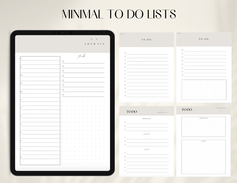 Minimal to Do Lists Digital - Etsy