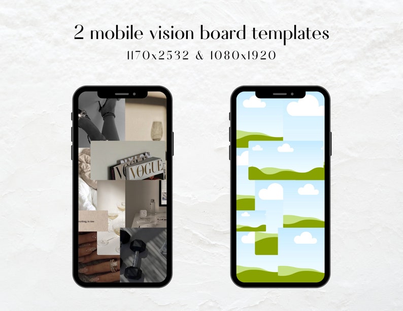 Aesthetic Desktop and Mobile Vision Board Templates, CANVA Templates ...
