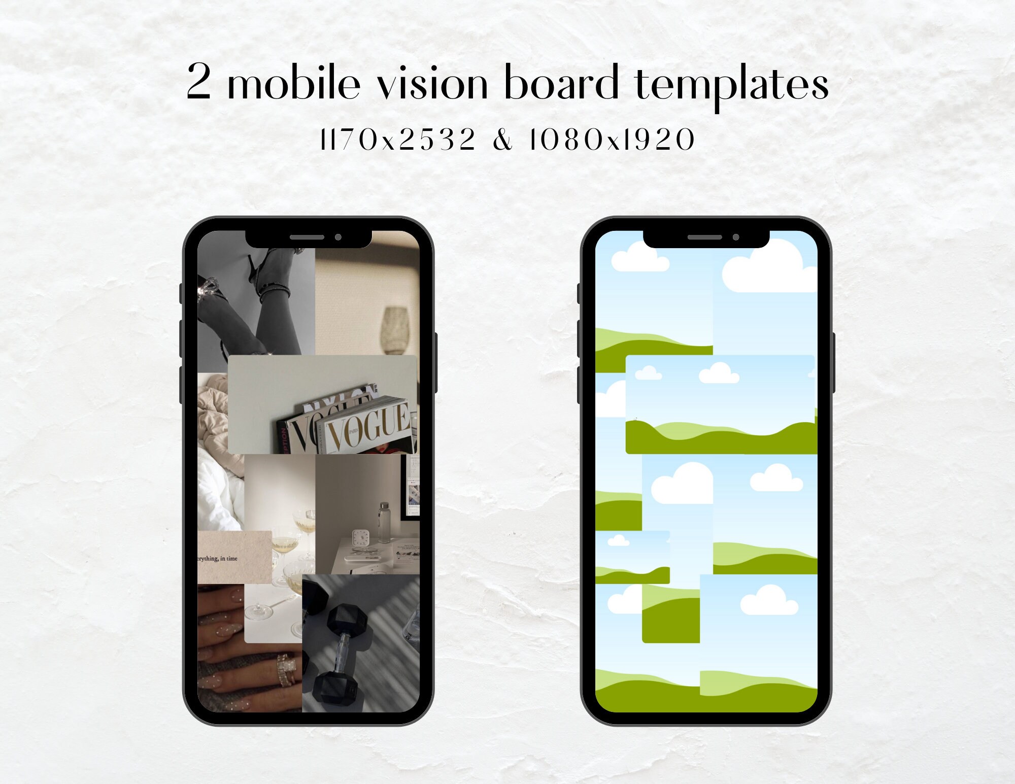 Aesthetic Desktop and Mobile Vision Board Templates, CANVA Templates ...