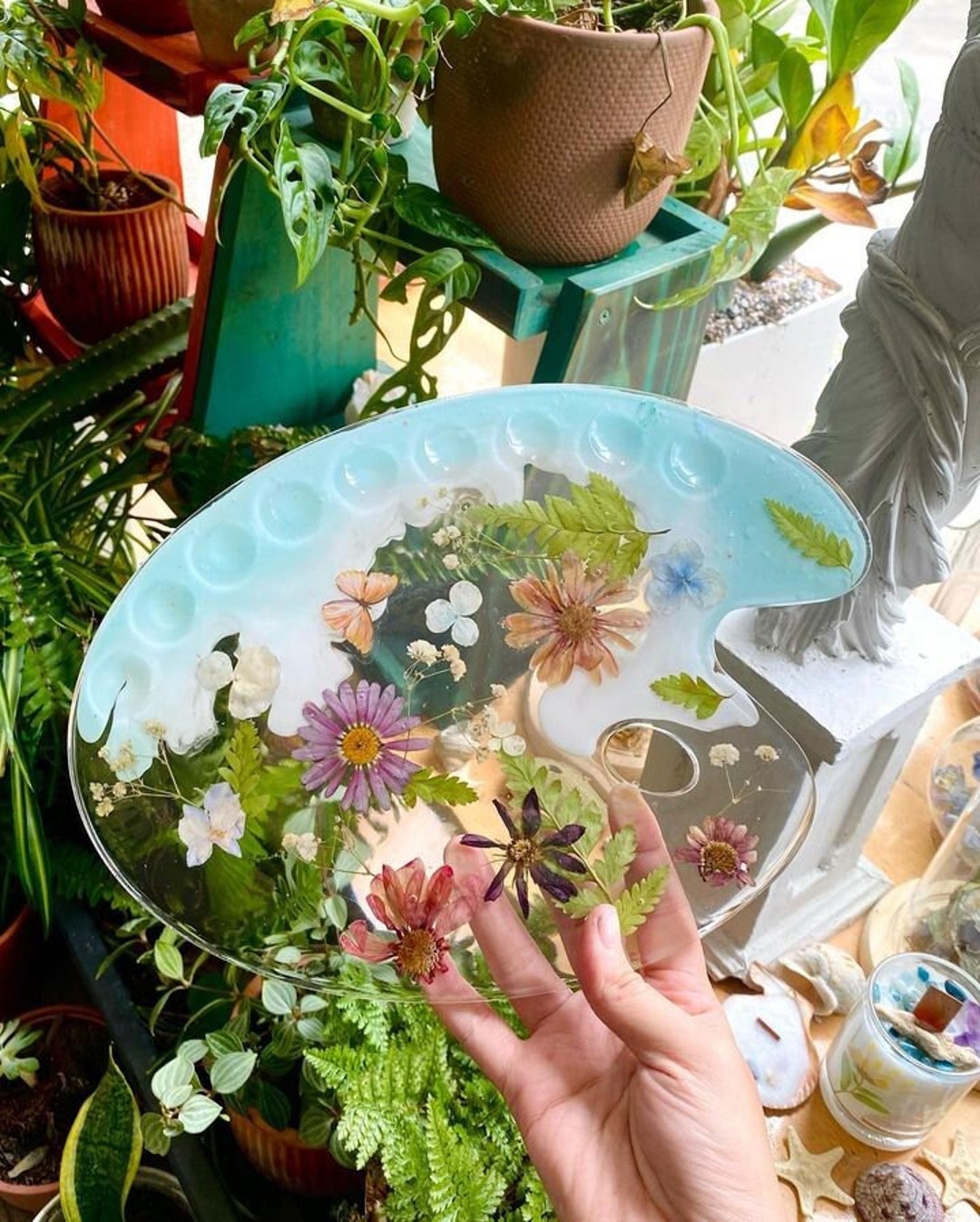 Floral Resin Paint Palette, Floral Paint Palette, Resin Flower Paint ...