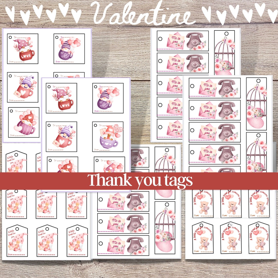 Thank You Valentine Gift Tags, Valentine Tags, Thank You Tags ...