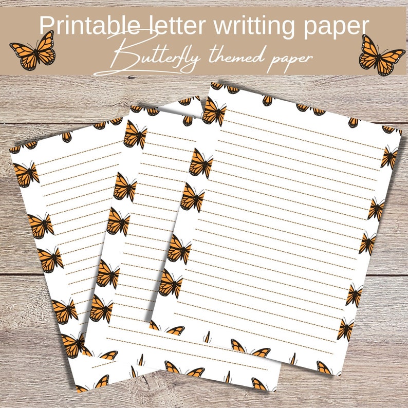 Butterfly Themed Stationary, Printable Paper, Handmade Writing Paper ...