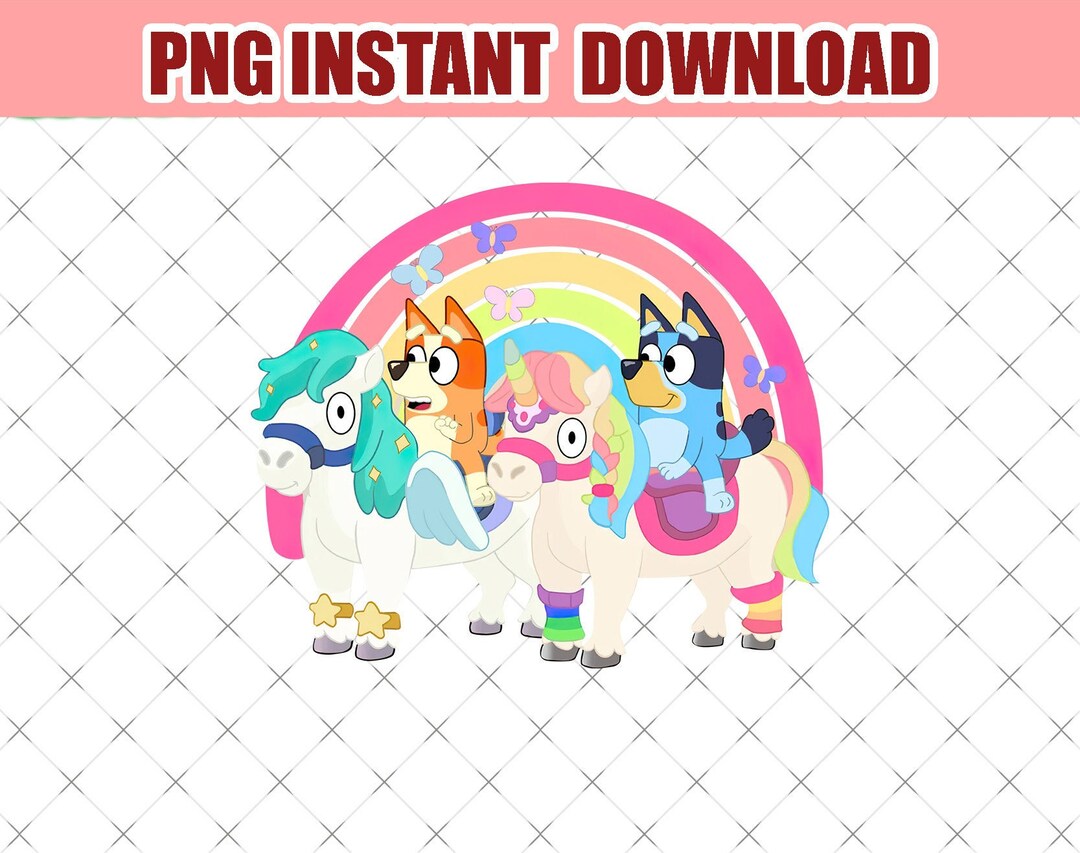 Bluey Unicorn Png Bluey And Bingo Rainbow Unicorn Cute Bluey Etsy