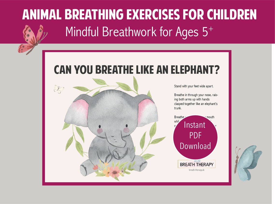 Printable Elephant Breathing Exercise for Children: Mindful Breathwork ...