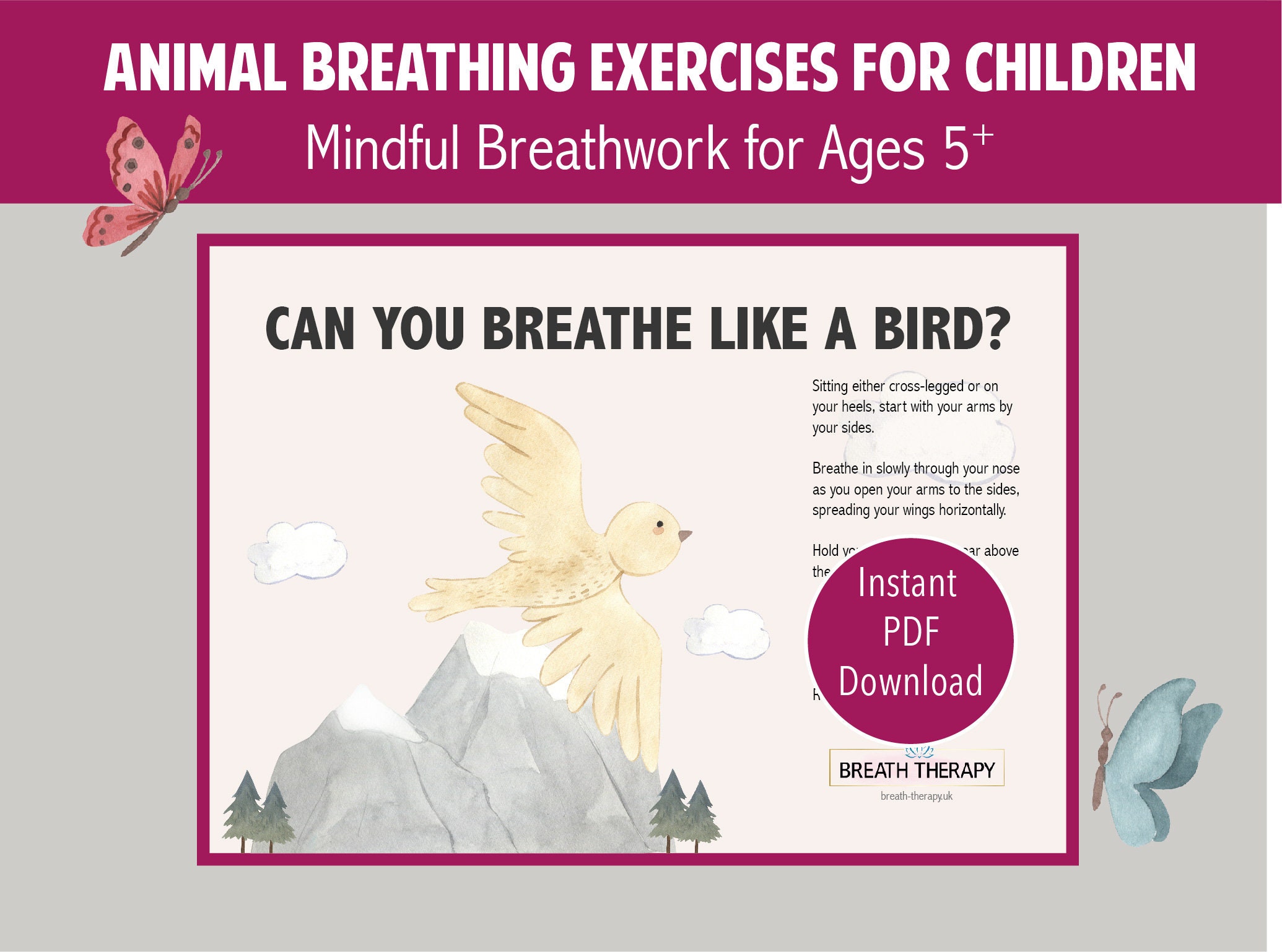 Printable Bird Breathing Exercise for Children: Mindful Breathwork for ...