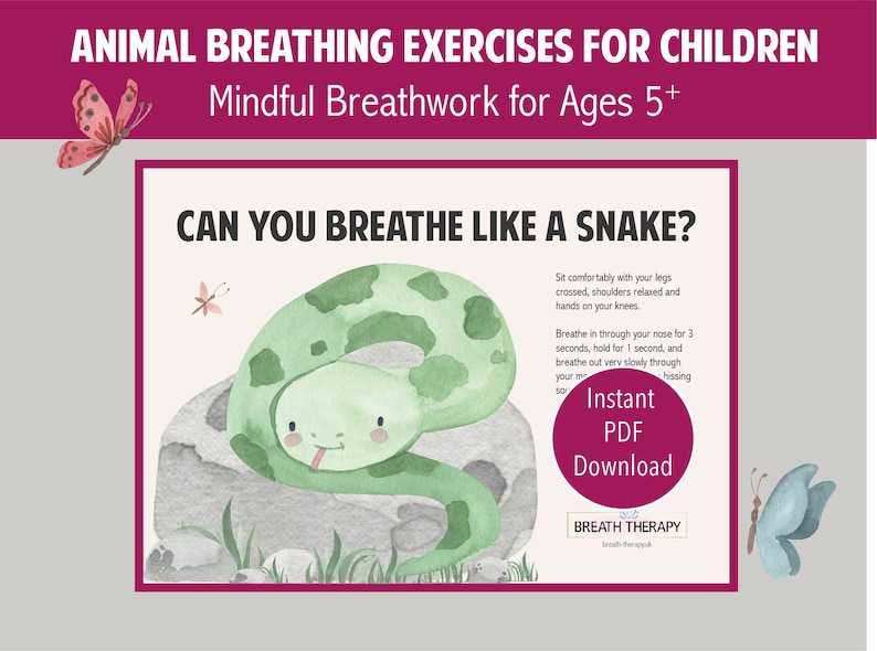 Printable Snake Breathing Exercise for Children: Mindful Breathwork for ...