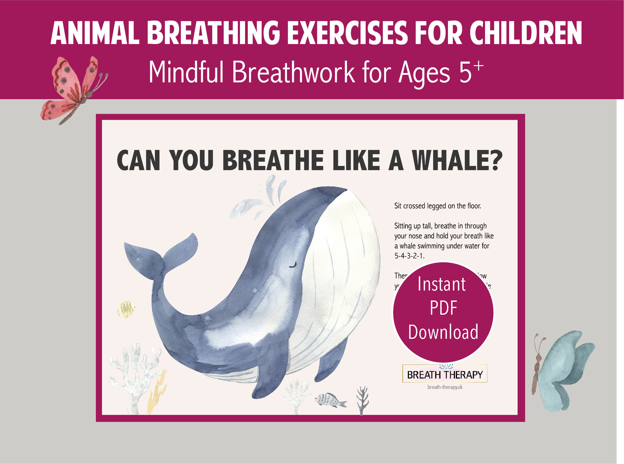 Printable Whale Breathing Exercise for Children: Mindful Breathwork for ...