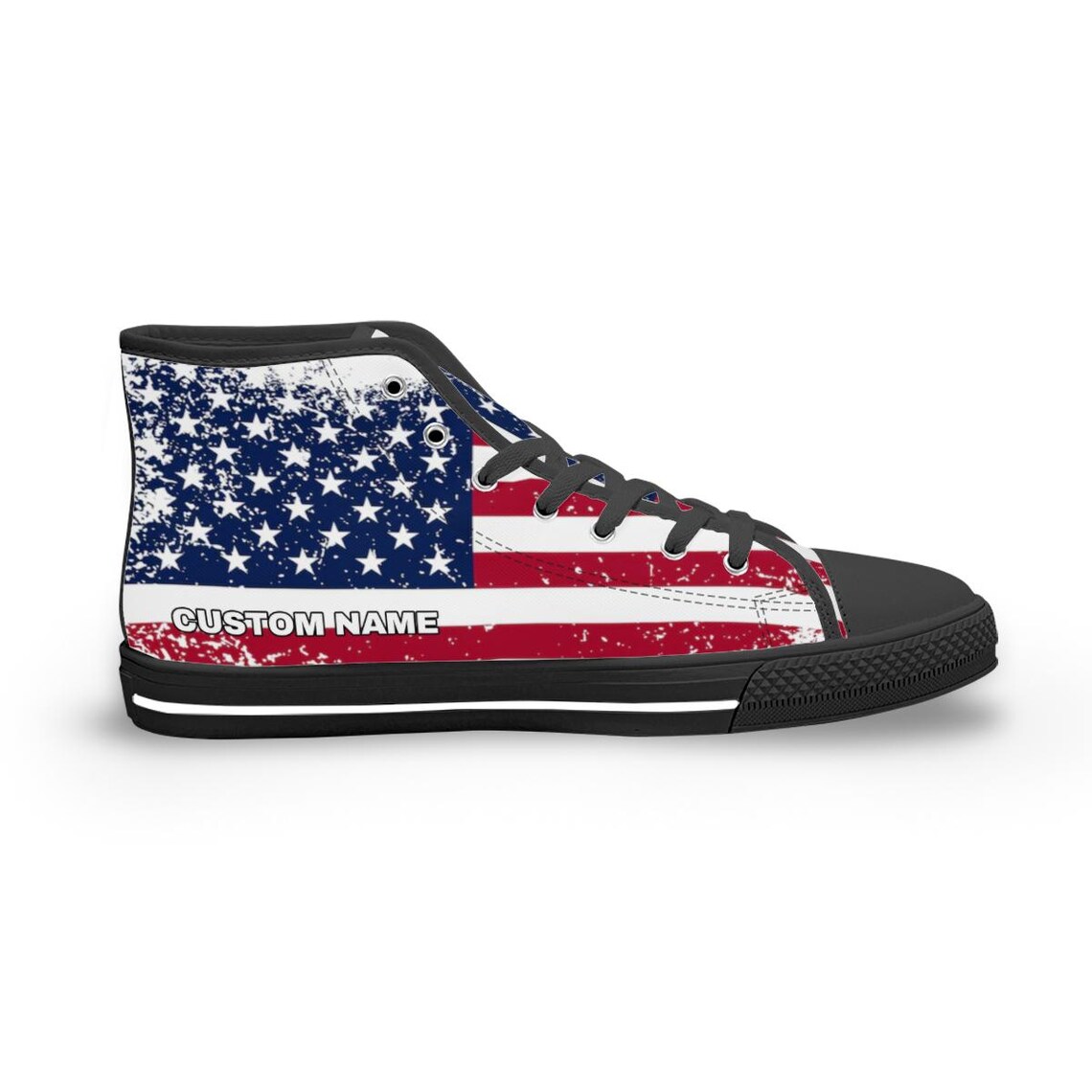 USA Flag Custom Name High Top Sneakers, American Flag High Top Shoes ...
