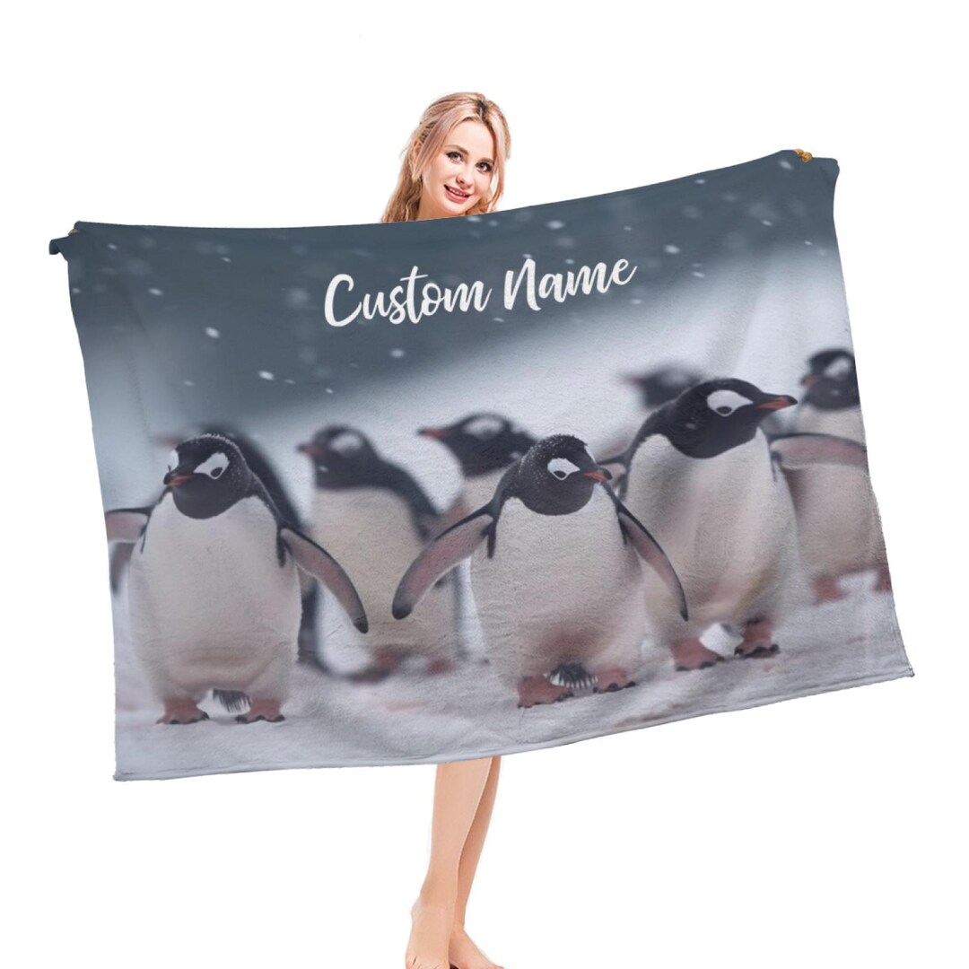 Penguins Blanket Custom Name Blanket, Penguins Throw Blanket,penguins ...