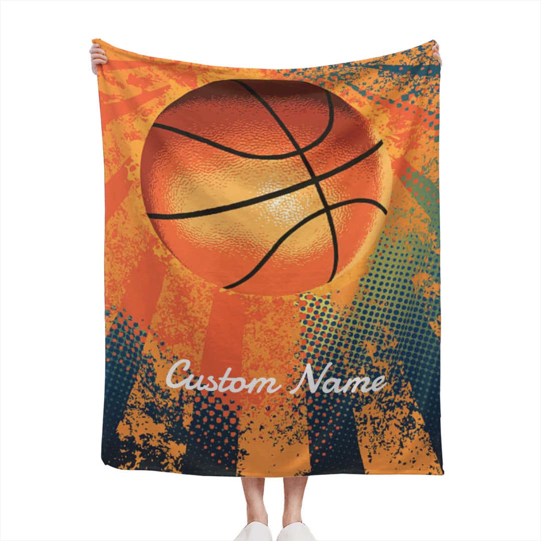 Basketball Blanket Custom Name Blanket, Basketball Throw Blanket ...