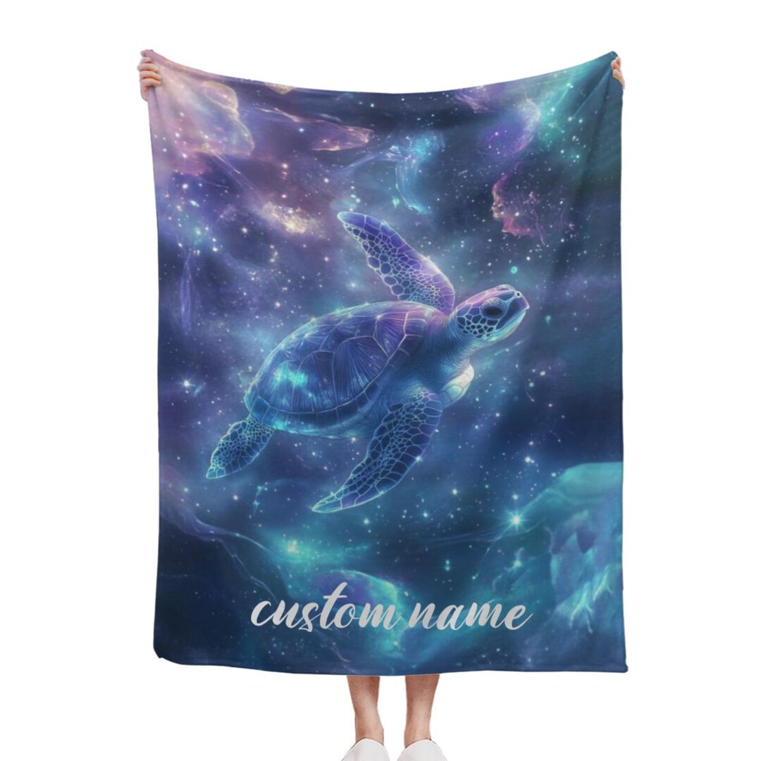 Turtle Blanket Custom Name Blanket, Ocean Turtle Blanket, Turtles ...