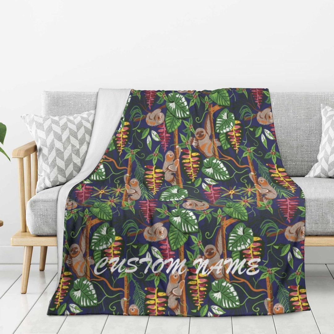 Sloth Blanket With Name, Sloth Throw Blanket, Sloth Fleece Blanket ...