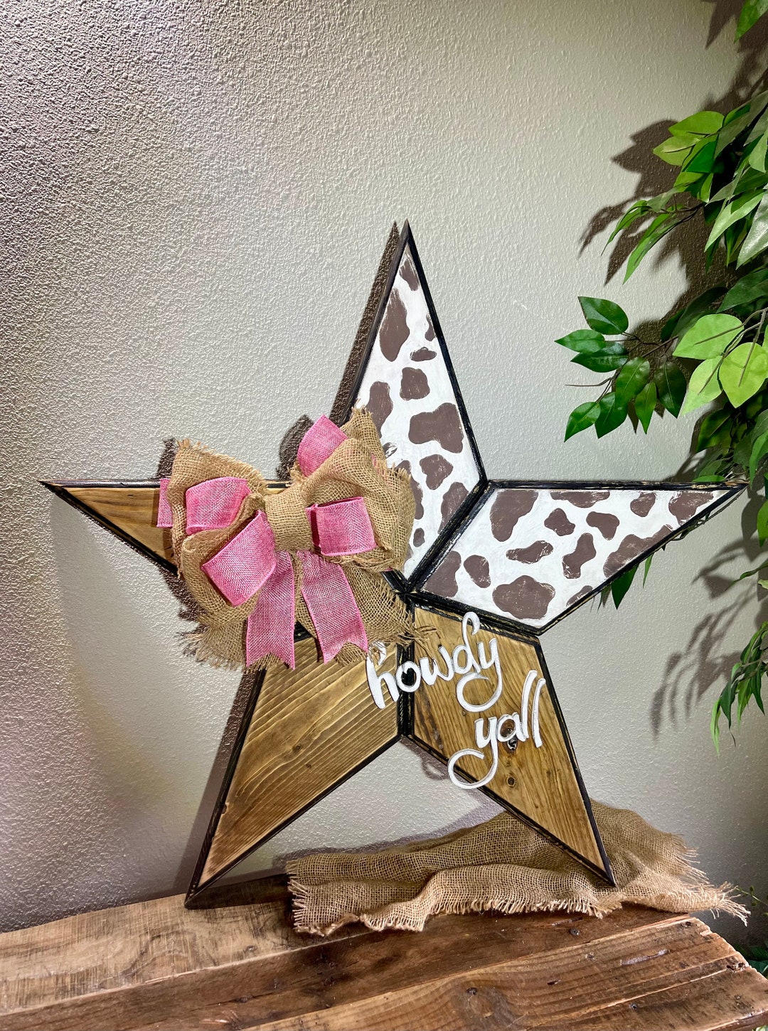 31 Cow Star/rustic Wood Star/barn Wood Star/texas Star/country Decor ...