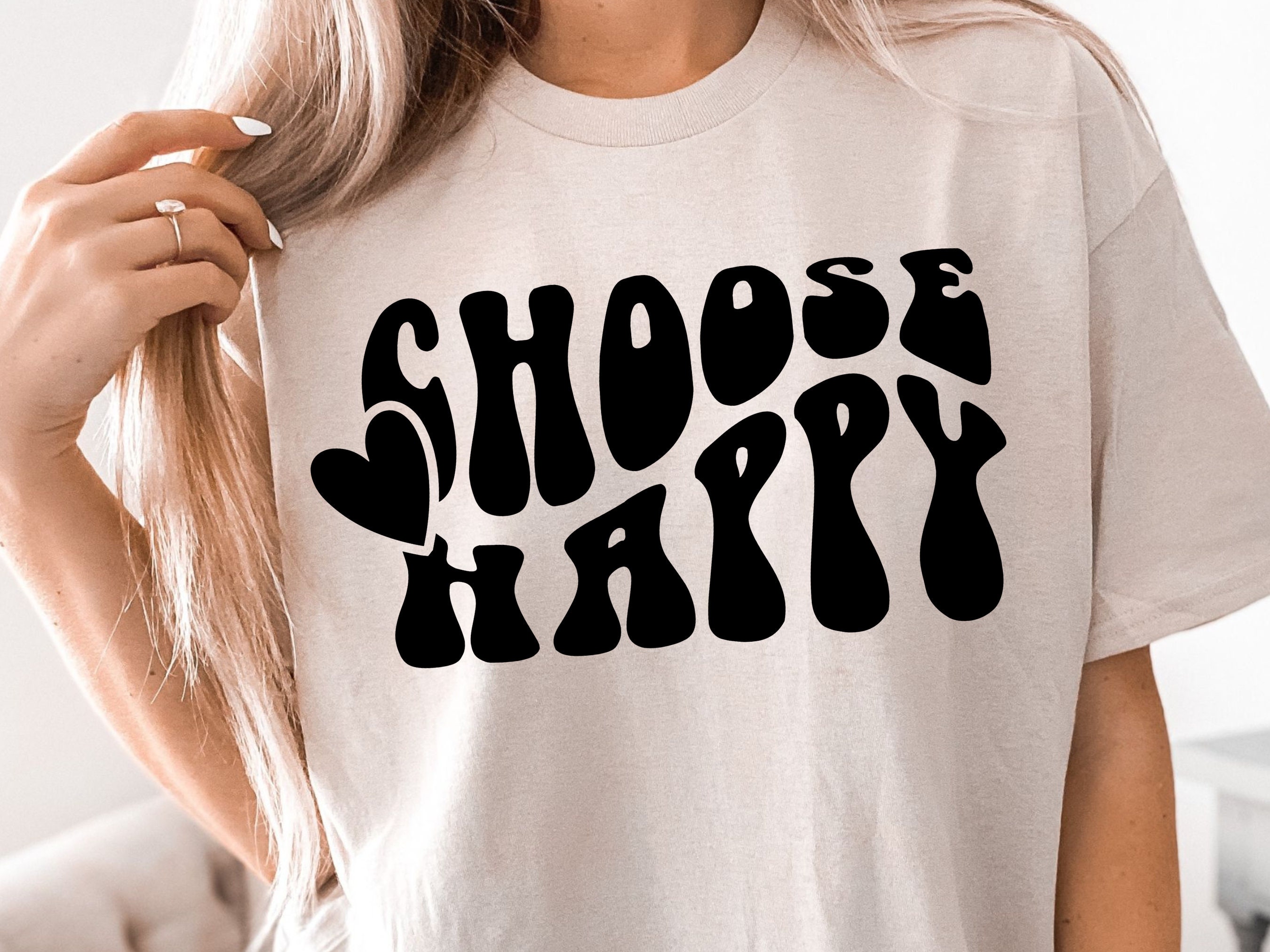 Choose Happy Svg Png Pdf, Happy Retro Svg, Happy Quote Svg, Self Love ...