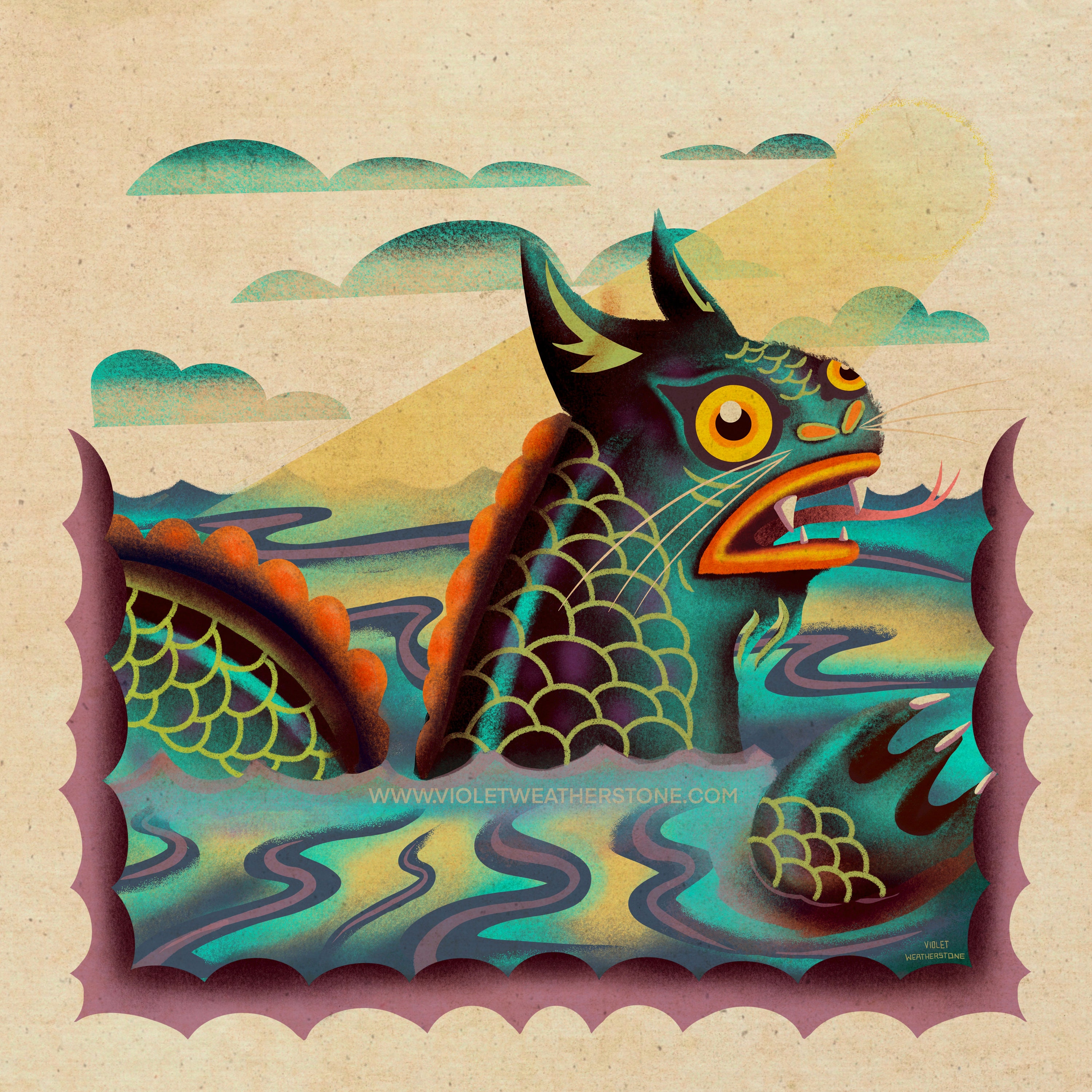 Loch Ness Monster 8x8 Lake Monster Cryptid Map Monster Art Print - Etsy