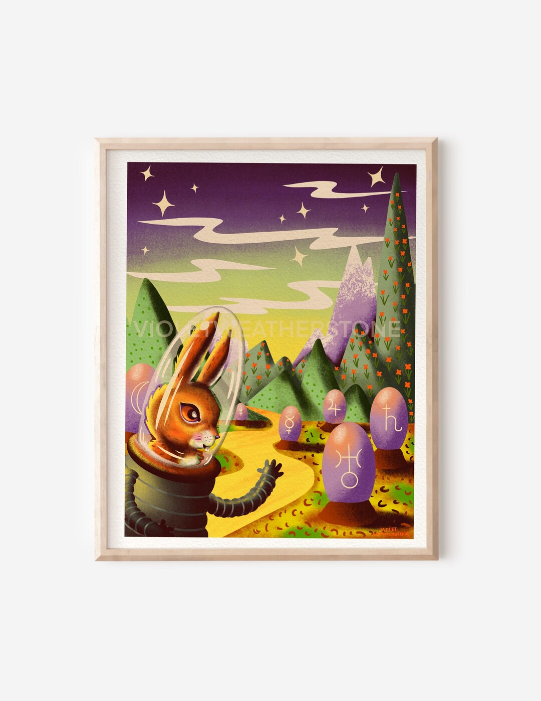 Space Bunny Rabbit 8x10 Vintage Style Sci-fi Pulp Fiction Art Print - Etsy