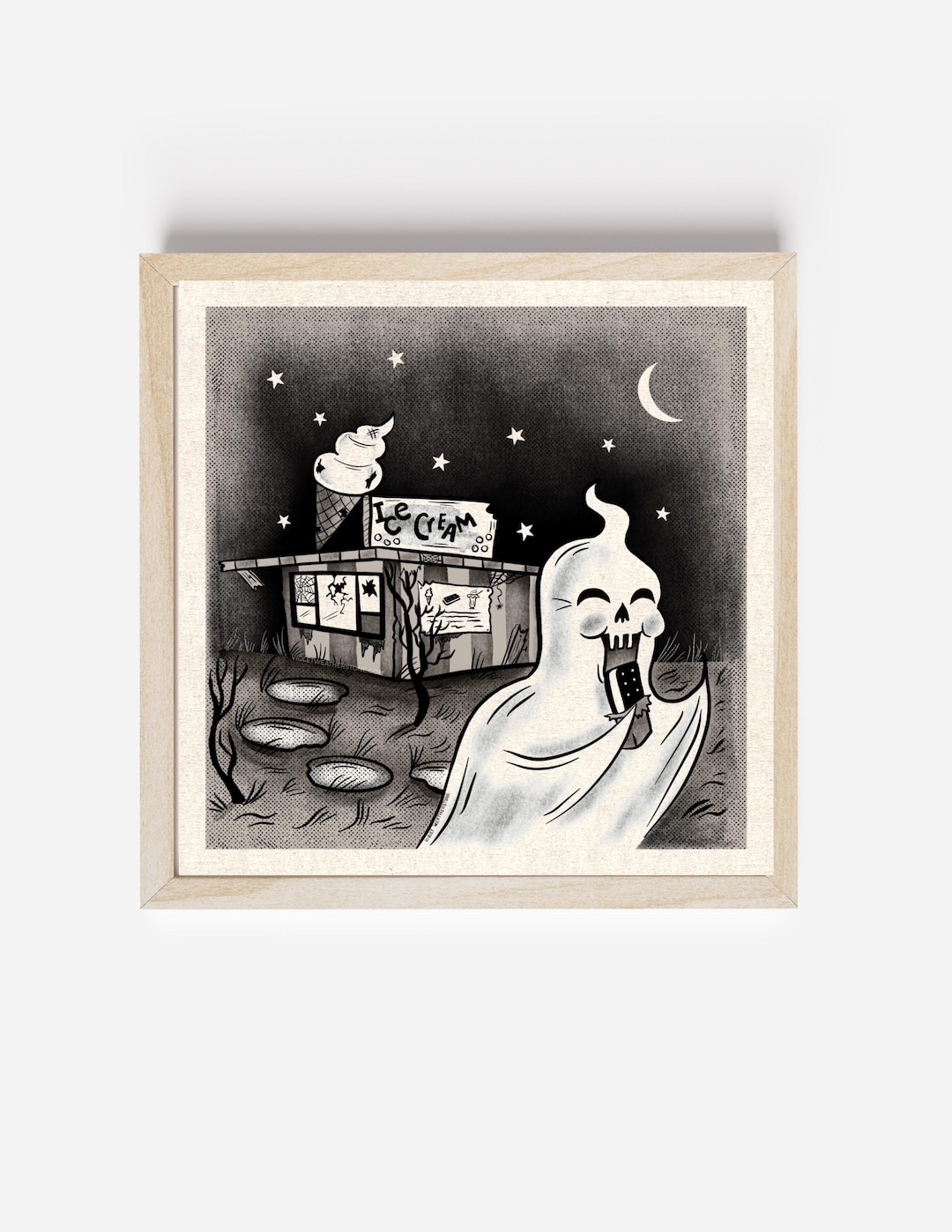 Haunted Ice Cream Shop 8x8 Vintage Style Cartoon Ghost Art Print - Etsy