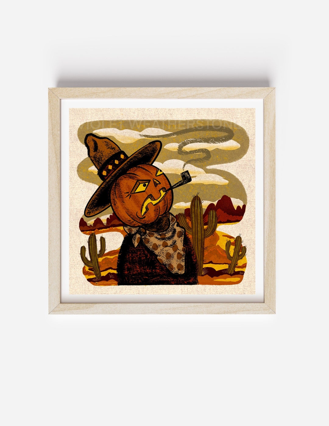 Jack the Smoking Gun Pumpkin Outlaw 8x8 Vintage Style Print, Giclee ...