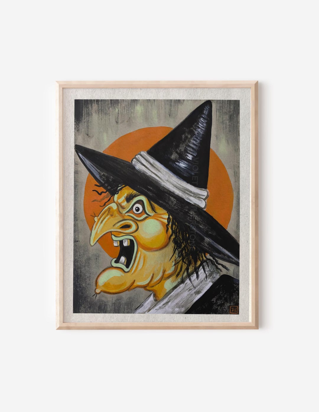 Witchy Witch Face 8x10 Painted Vintage Style Halloween Portrait Art ...
