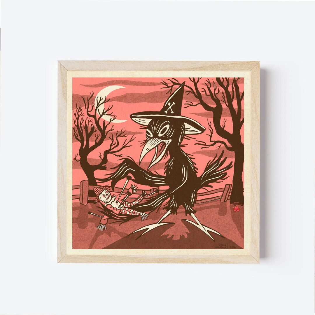 Voodoo Doll, Crow Dark Arts 8x8 Vintage Style Halloween Spooky Season ...